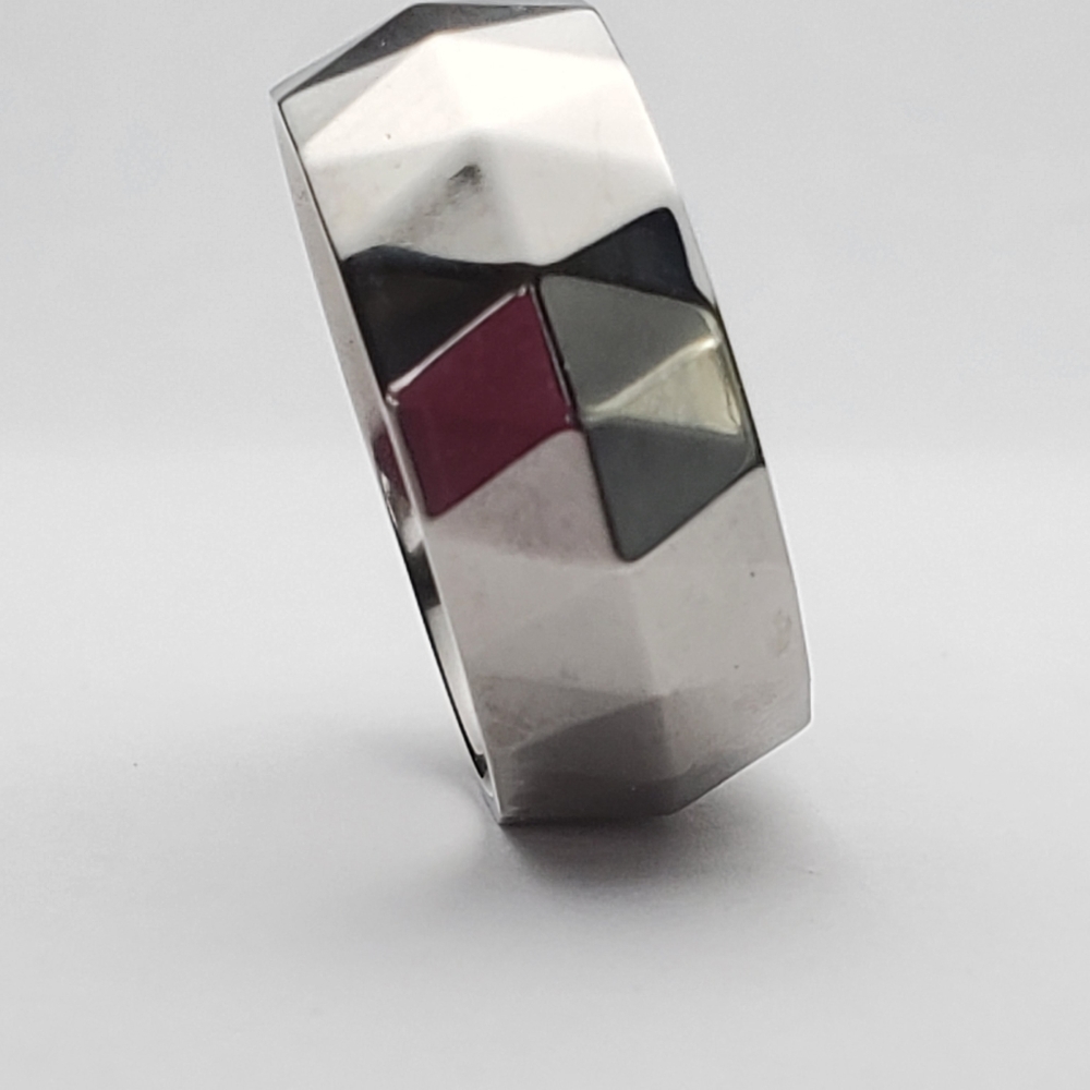 Jewelry | Silver Stainless Steel Triangle Edged Band Ring Sizes 55 8 ...